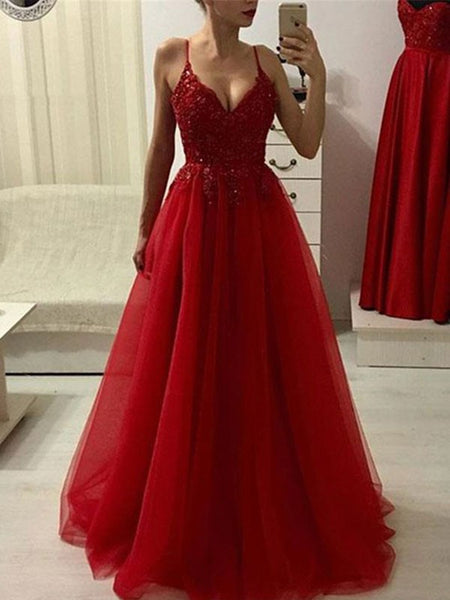 A Line V Neck Burgundy Beaded Prom Dresses Burgundy Beaded Formal Gra